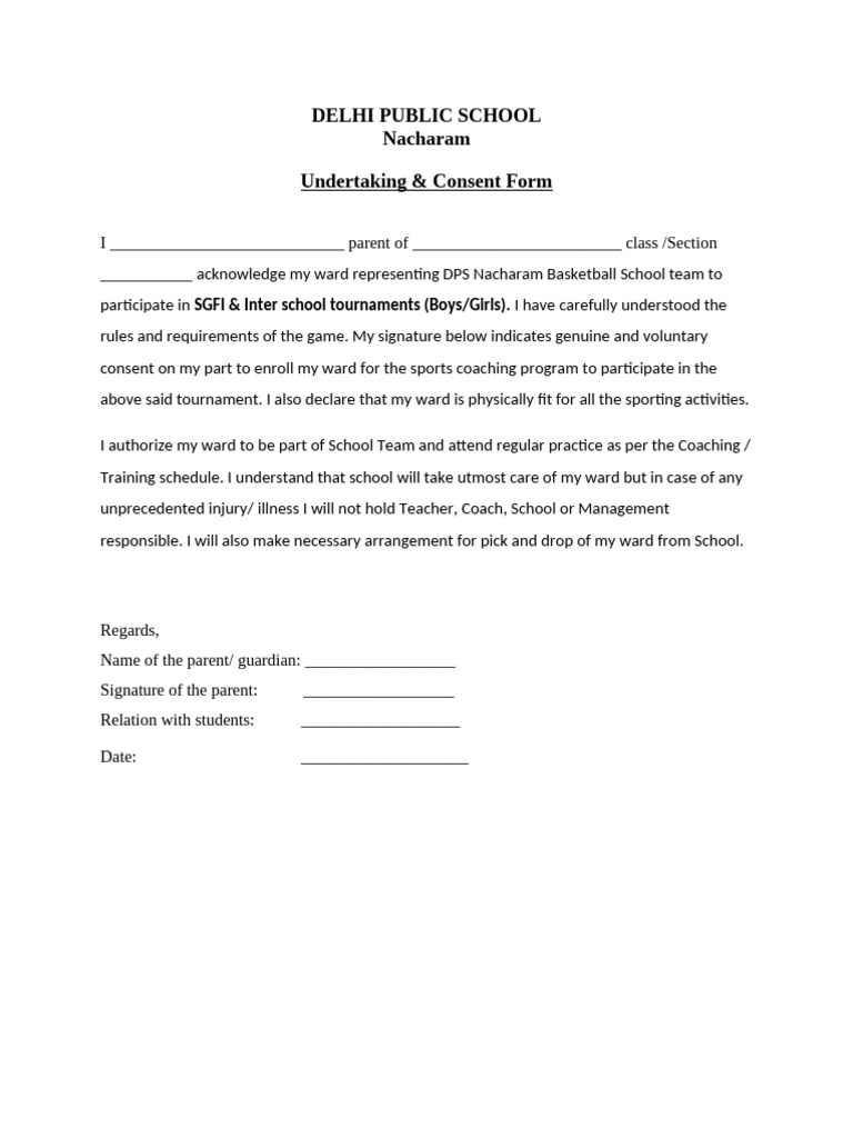Basketball Consent Form | PDF