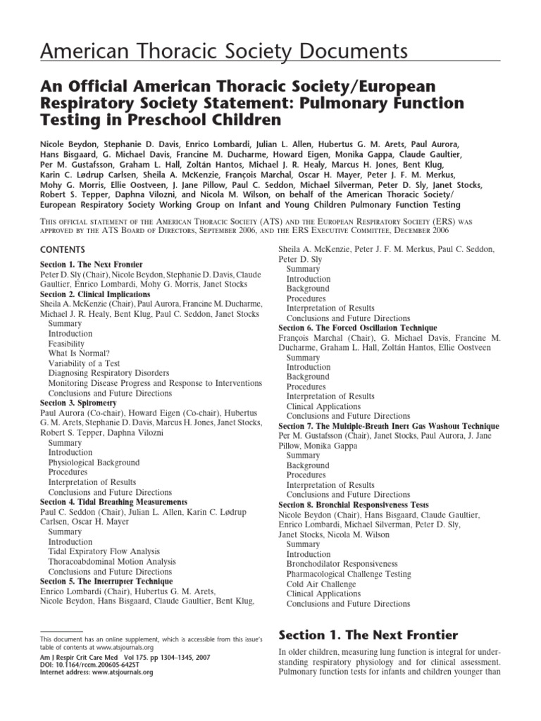 PFT in Children | PDF | Asthma | Pulmonology