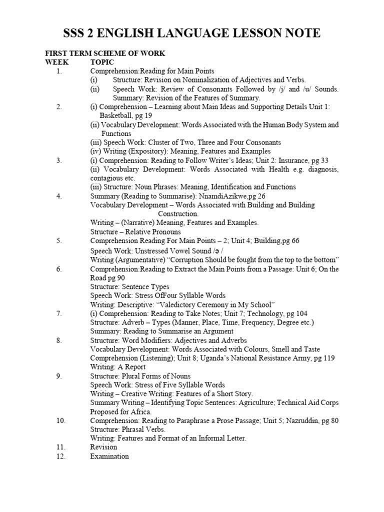 Sss2 English Language | PDF | Adverb | English Language