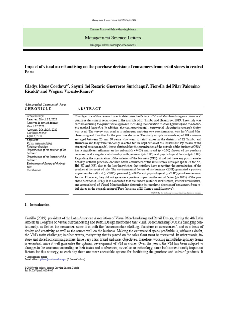 Impact of Visual Merchandising On The Purchase Dec | PDF | Retail ...
