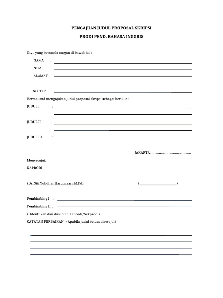 Pengajuan Judul Proposal Skripsi | PDF