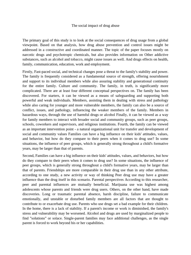 The Social Impact of Drug Abuse | PDF | Substance Abuse | Psychoactive ...