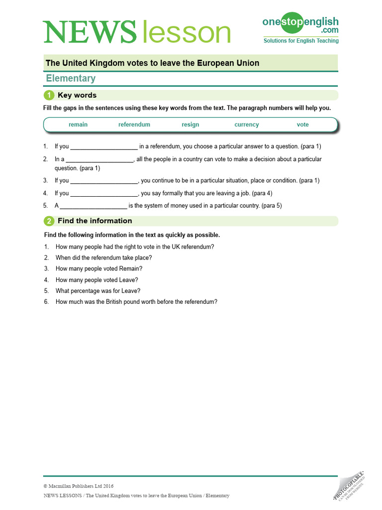 Elementary News Lesson 1 | PDF | Pound Sterling