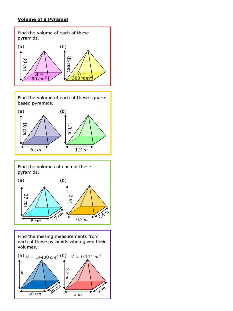 SW_Volume of a Pyramid Practice Strips | PDF