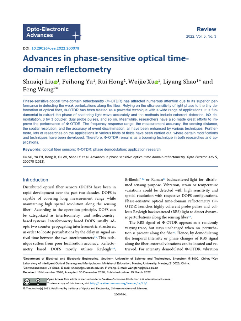 Advances in Phase-Sensitive OTDR Techniques | PDF | Fiber Optic ...