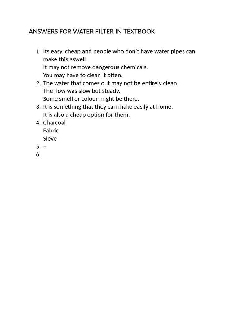 Water Filter in Textbook | PDF