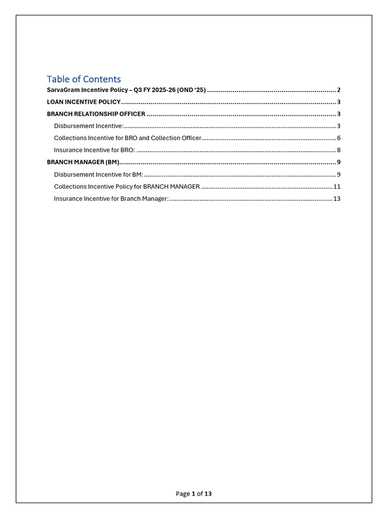 Sarvagram Incentive Policy Q3 2025-2026 - BM | PDF | Incentive | Economies