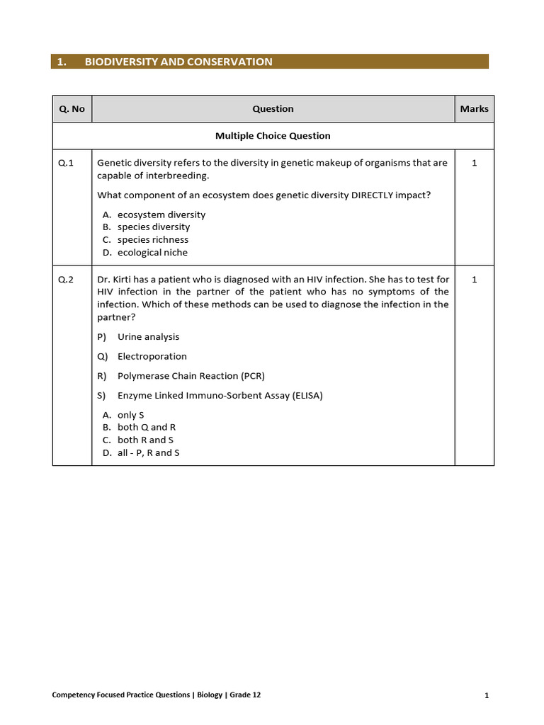 Grade 12 Biology Practice Questions | PDF | Rna Interference | Rna