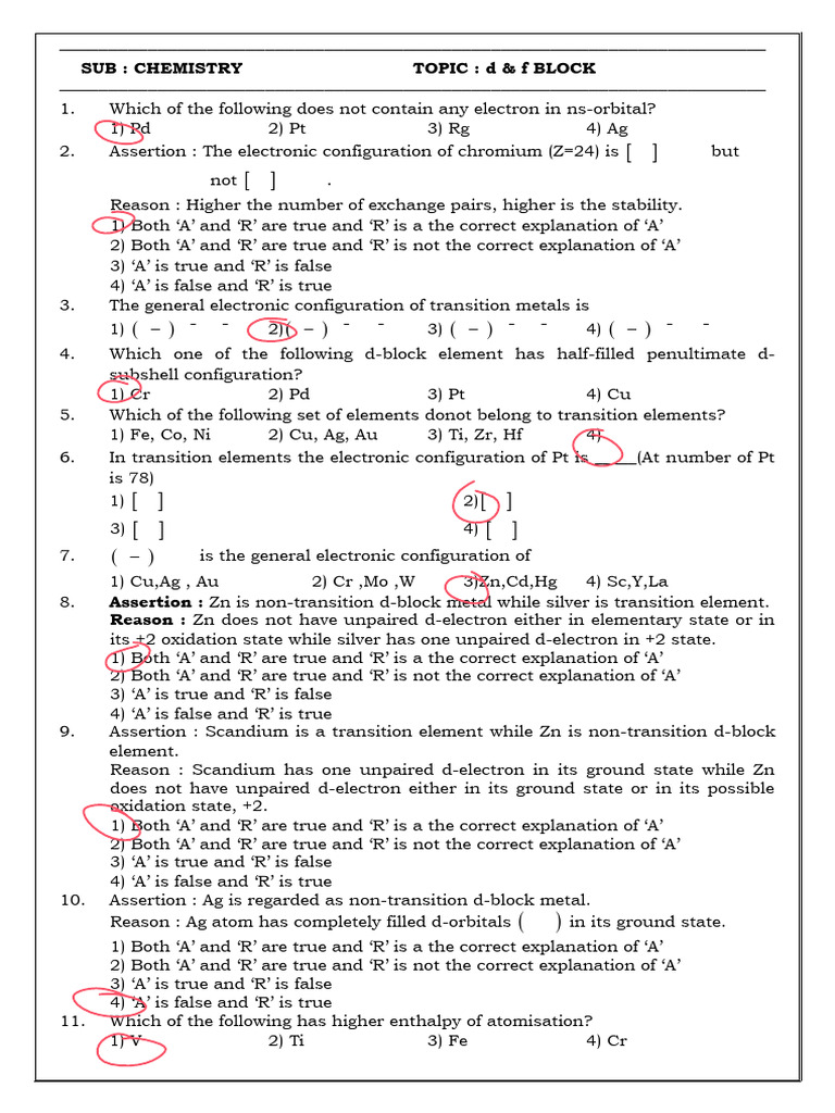 D & F - BLOCK (1) Class 12 IIT Neet VBC | PDF | Transition Metals | Chemical Compounds
