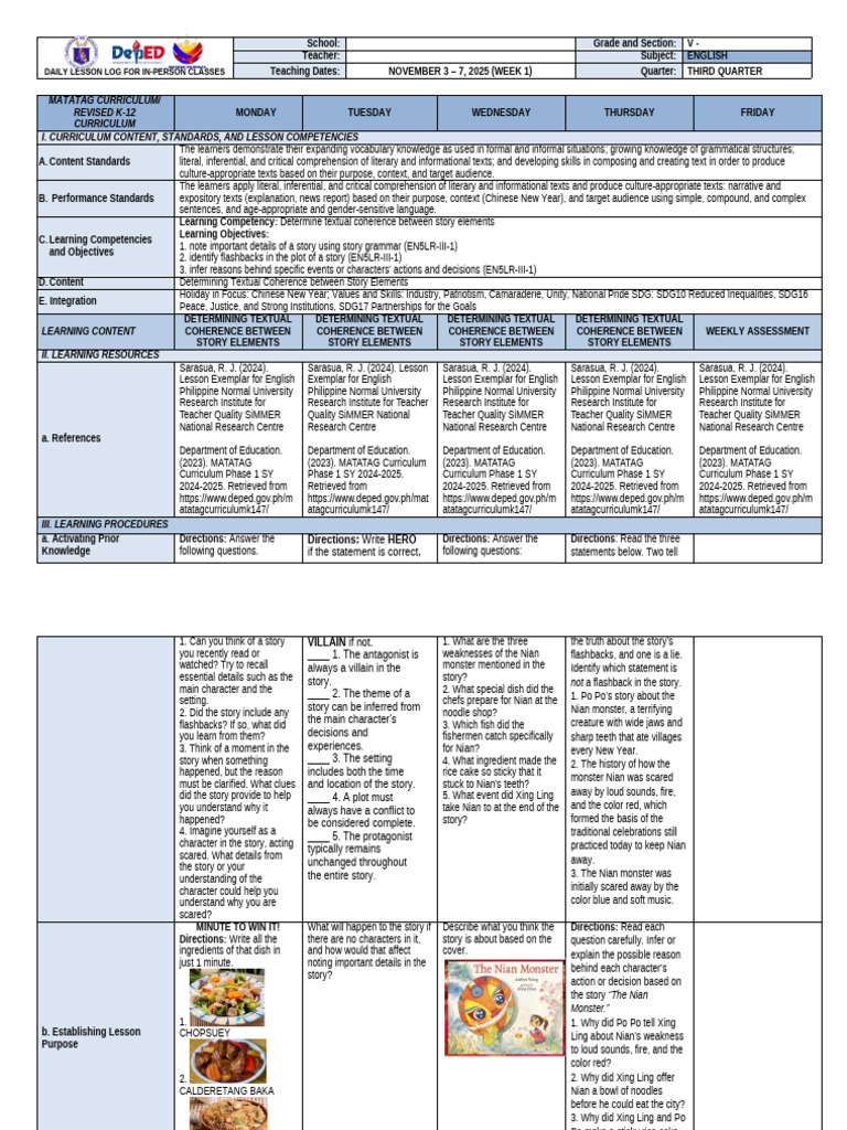 Analyzing Challenges in Nian Monster Story | PDF | Curriculum | Teachers