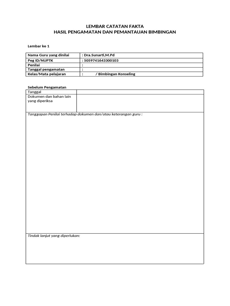 Format Pengamatan Dan Pemantauan | PDF