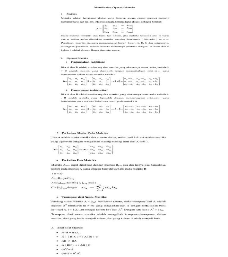 Pertemuan 3 Kelas Aljabar Linear Dan Matriks | PDF