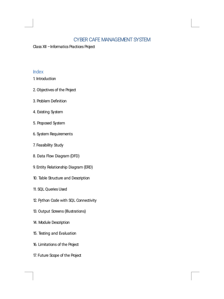 Cyber Cafe Management System Project Class12 Final | PDF | Databases | My Sql