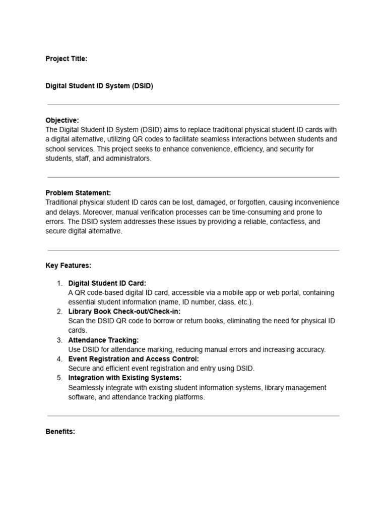 Digital Student ID System (DSID) | PDF | Qr Code | Access Control