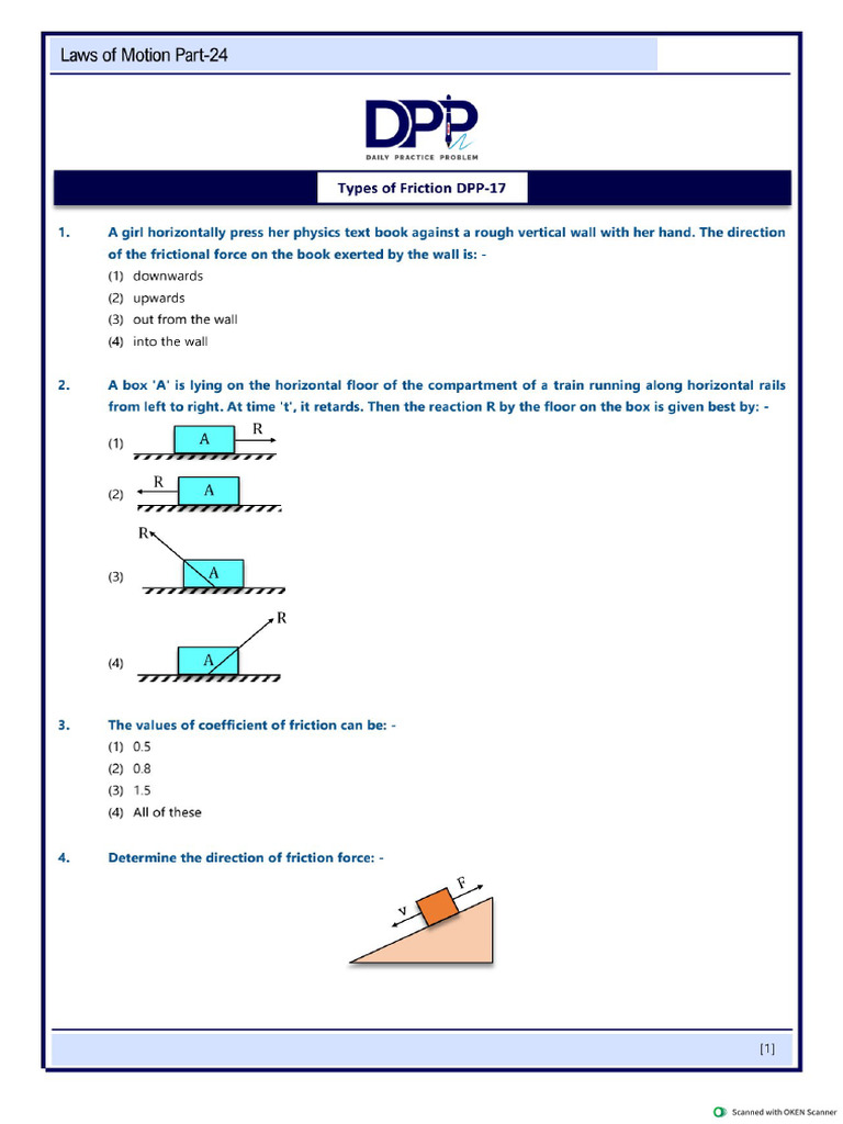 Law of Motion DPP | PDF