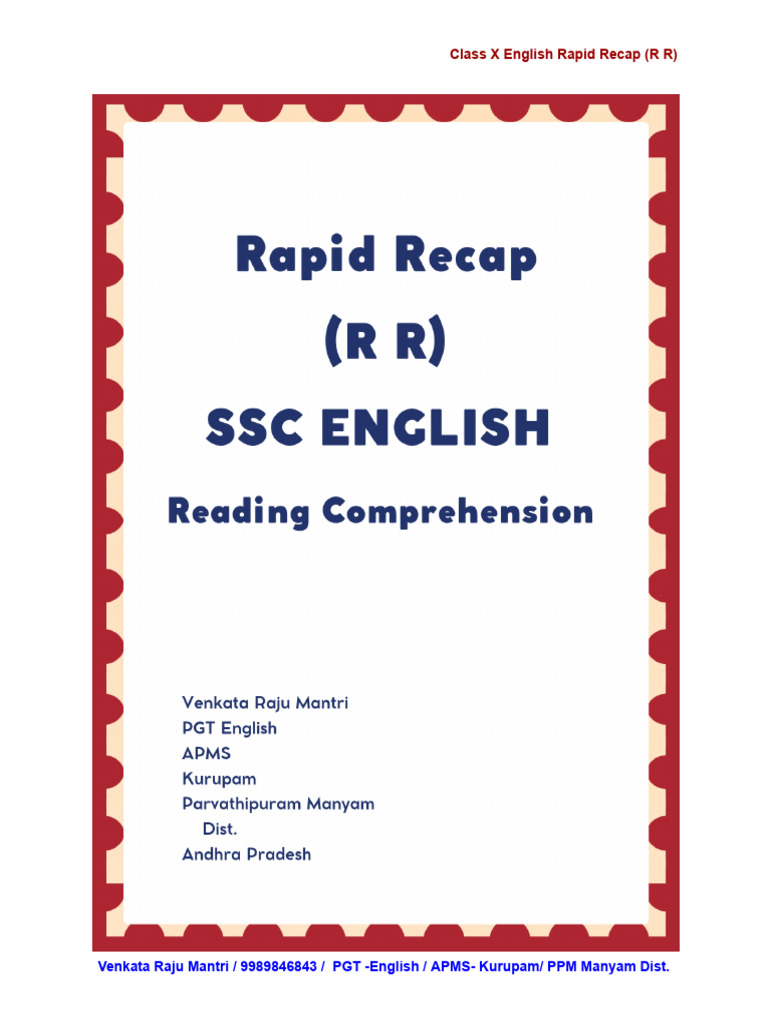 Rapid Recap (RR) - GR 10 Eng RC | PDF | Tea | Poetry