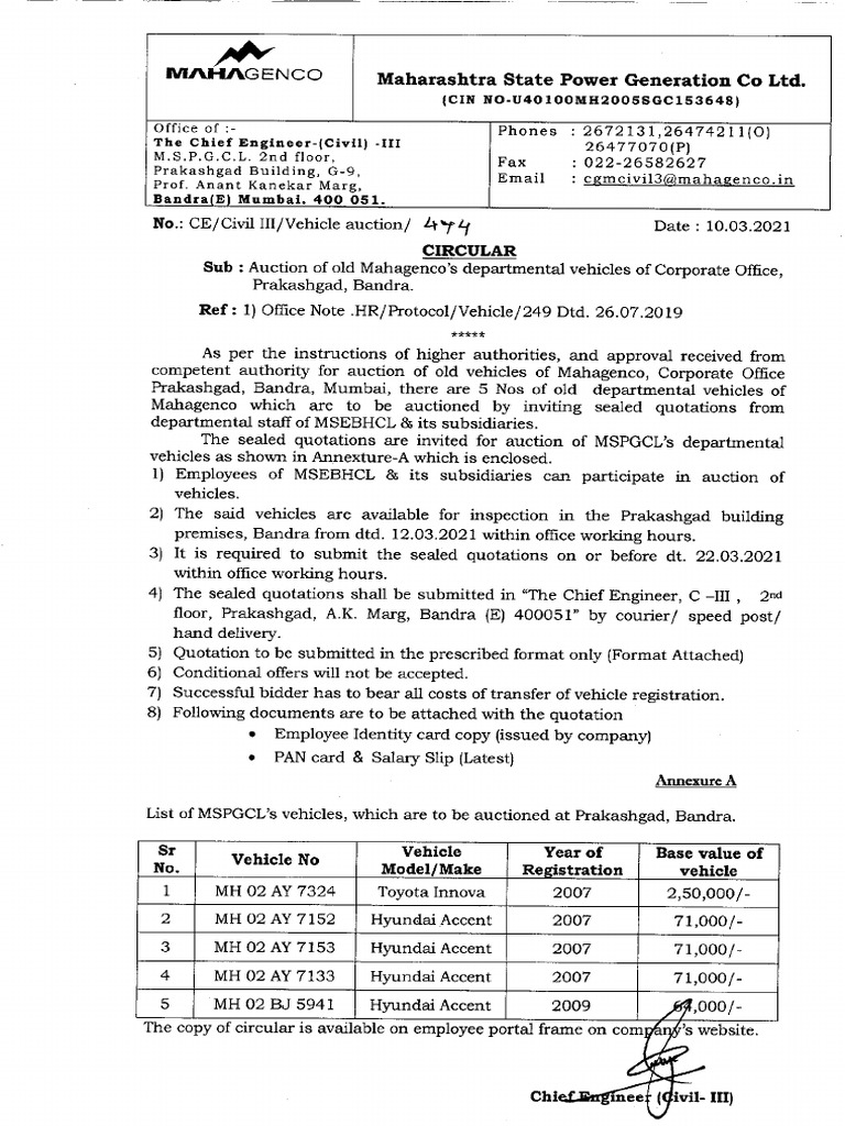 Vehicle Auction Notice - English | PDF