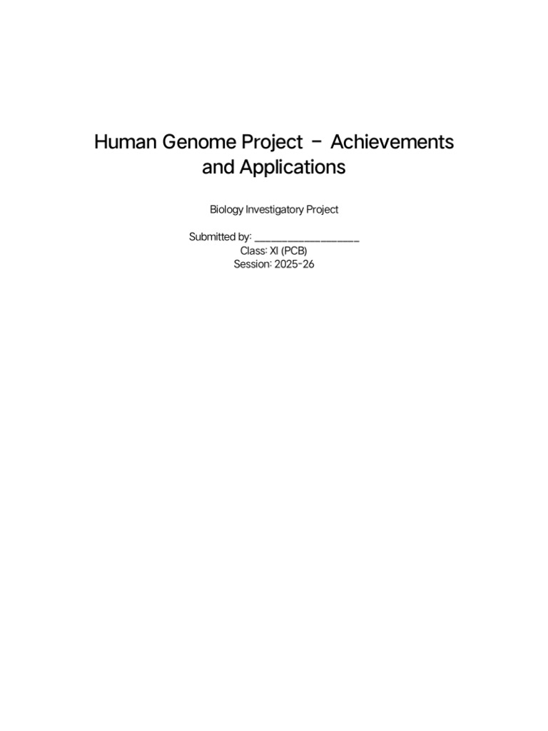 Human Genome Project Investigatory Project Yuktii | PDF | Dna | Dna ...