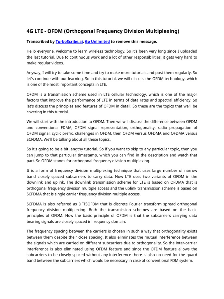 Understanding OFDM in 4G LTE Technology | PDF | Orthogonal Frequency ...