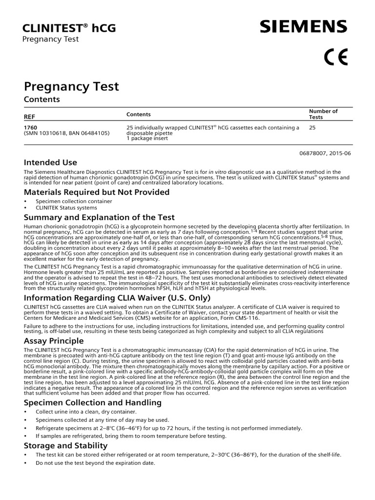 CLINITEST hCG Pregnancy Test Overview | PDF | Human Chorionic Gonadotropin