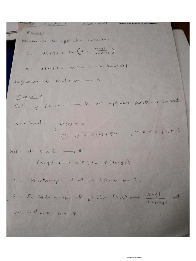 Analyse 4 TD - Dev - Exam | PDF