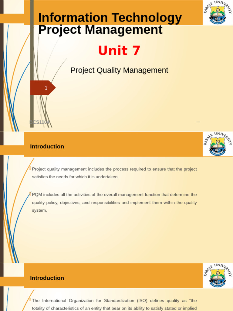 Unit 7-Project Quality Management | PDF | Project Management | Quality ...