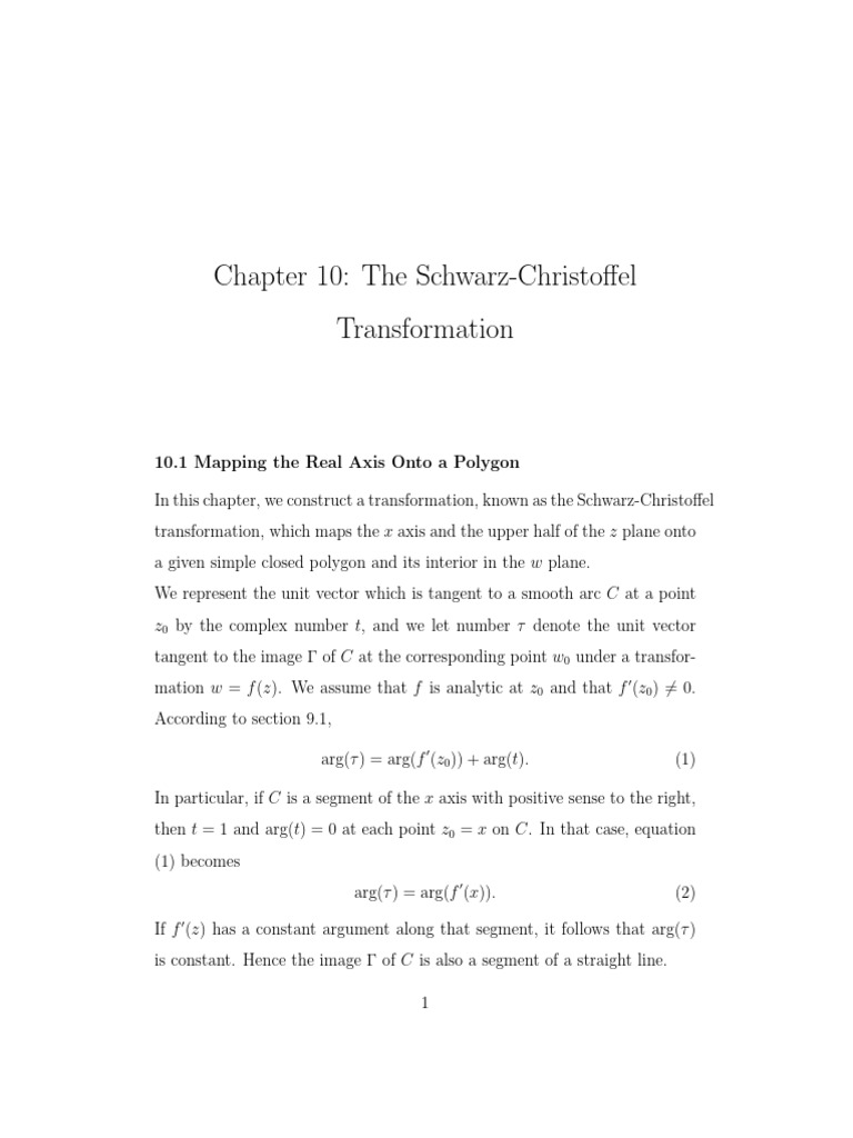 Complex Analysis I Chapter 10 The Schwarz-Christoffel Transformation ...