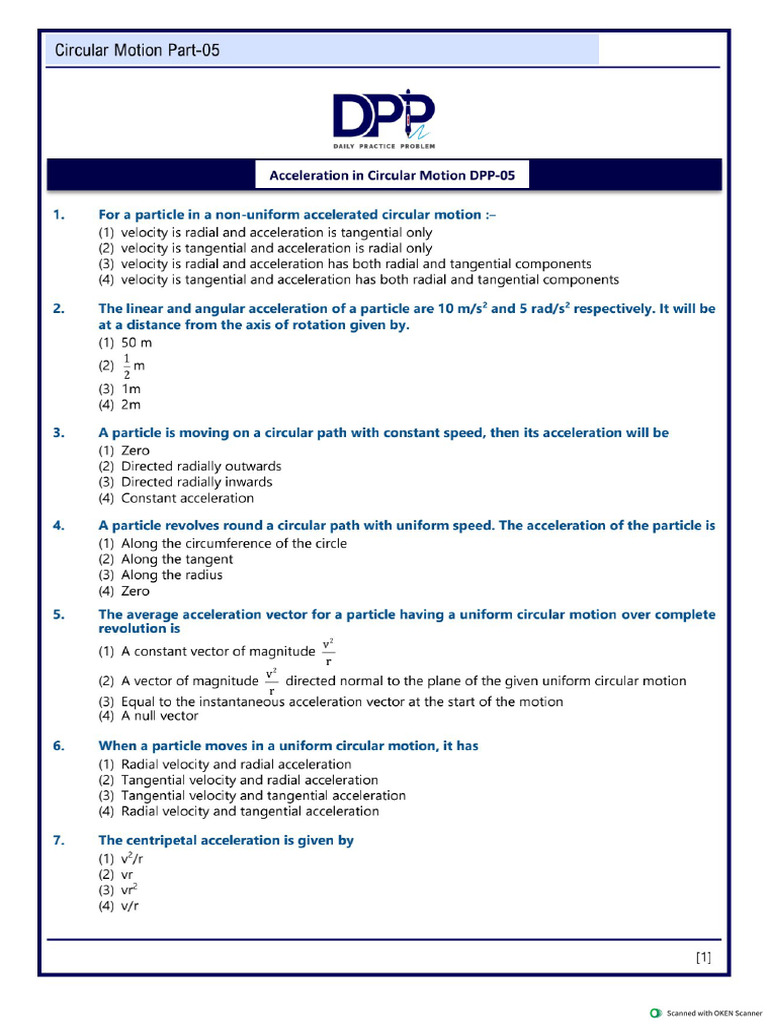 Circular Motion DPP | PDF