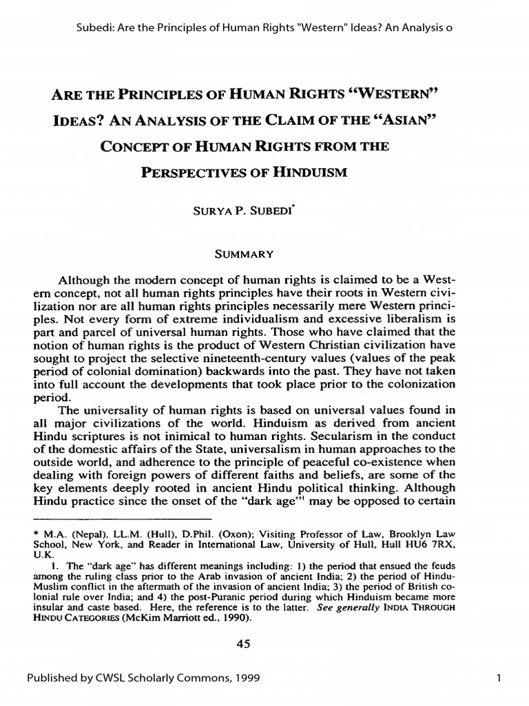 Are The Principles of Human Rights Western Ideas - An Analysis o | PDF ...