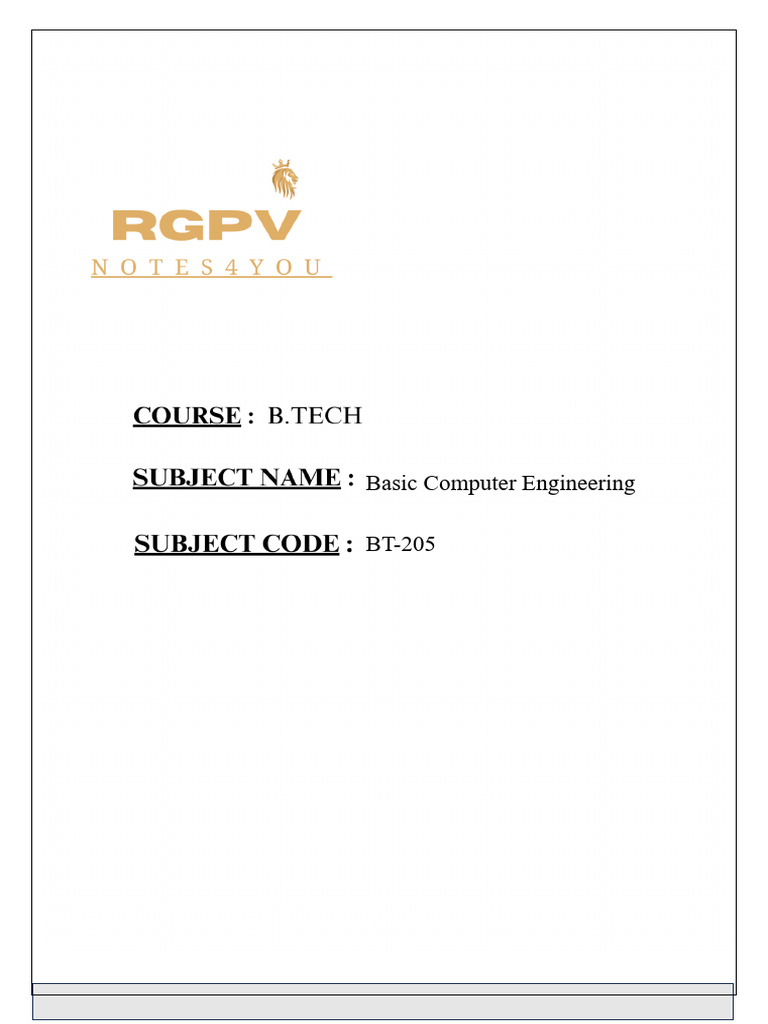 BT 205 Unit 4 - Basic Computer Engineering | PDF | Computer Network ...