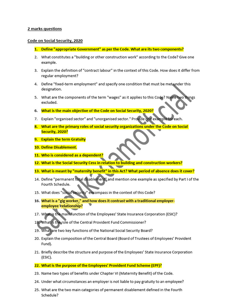 LLB 5th Semester Labour Law 2 Important Question Upcoming Exam 2025 | PDF | Employment ...