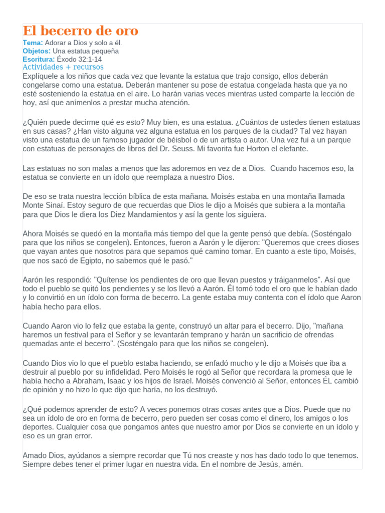 El Becerro de Oro | PDF | Moisés
