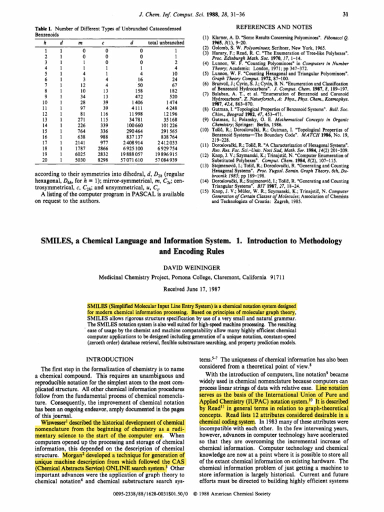 SMILES Methodology and Encoding Rules | PDF | Chemistry | Physical Sciences