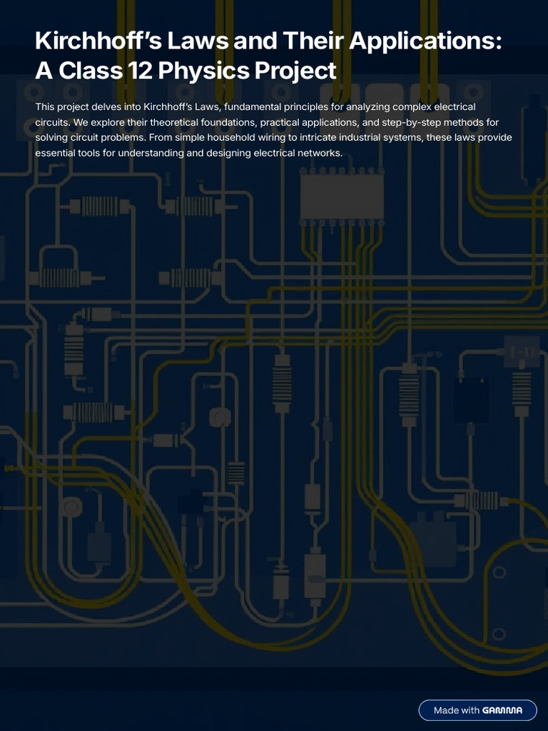 Kirchhoffs Laws and Their Applications A Class 12 Physics Project | PDF ...