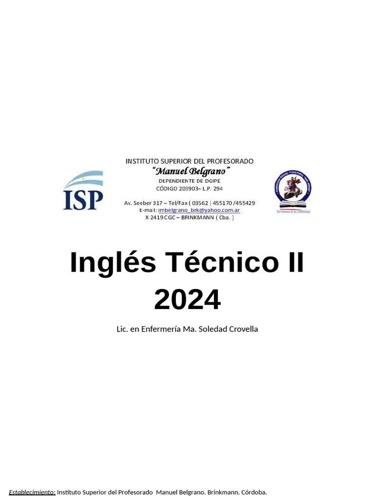 Ingles Tecnico Ii 2024 | PDF | Verbo | Relaciones sintácticas