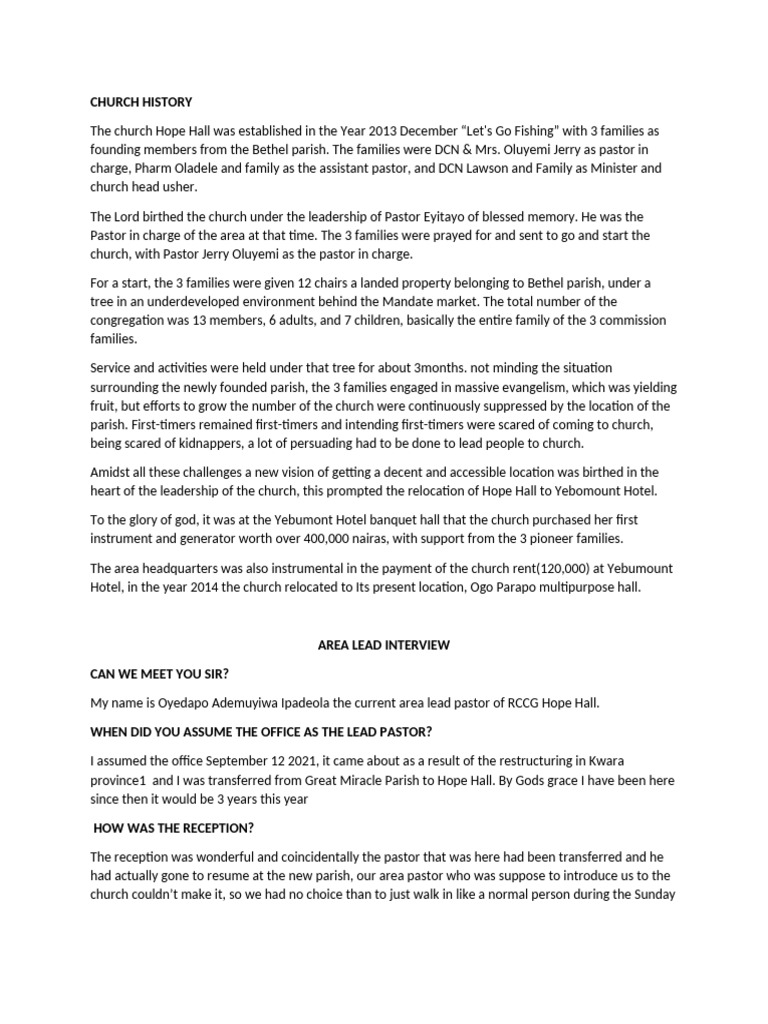Hope Hall at 10 Document | PDF | Pastor | God