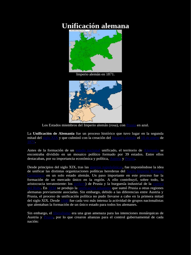 Unificación de Alemania y el Imperio de 1871 | PDF | imperio Alemán ...