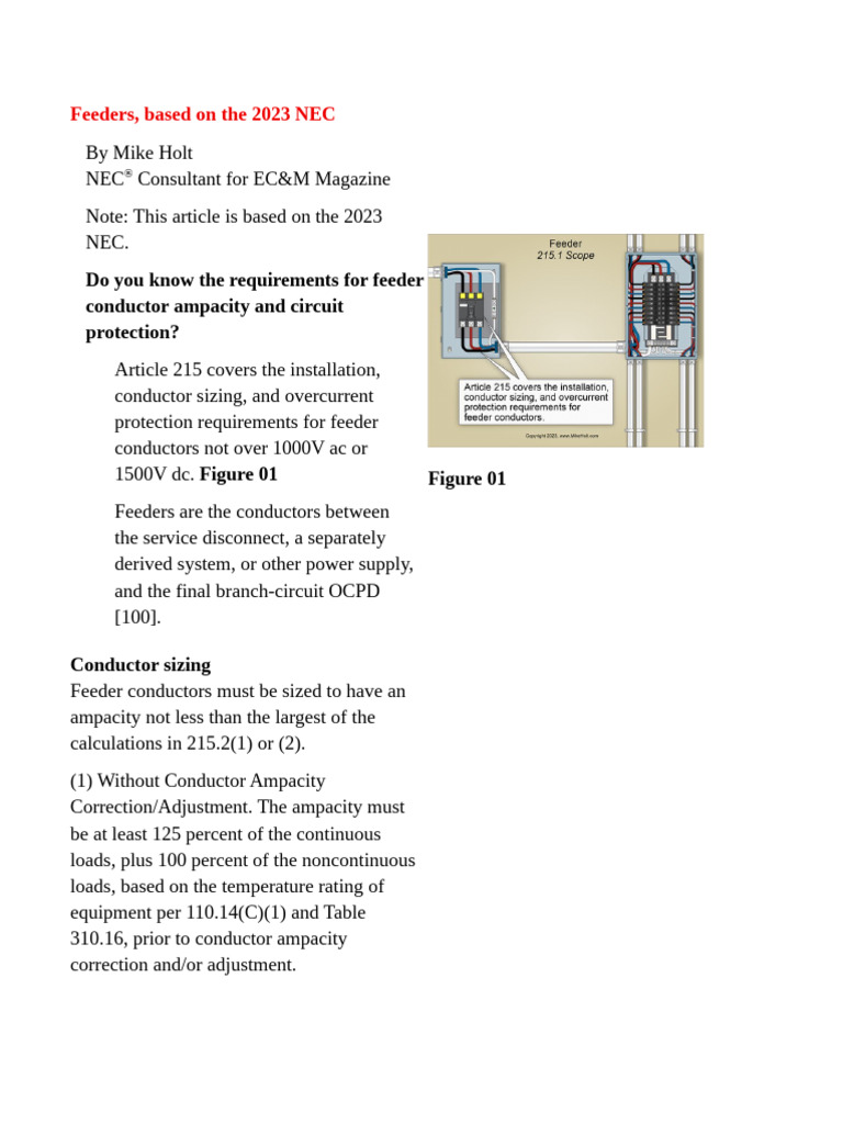 2023 NEC Feeder Requirements Explained | PDF | Electrical Conductor ...