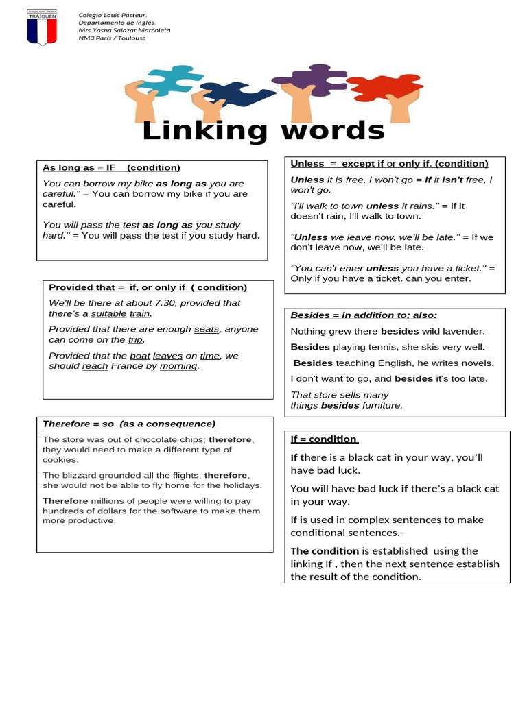 Linking Words For Compound and Complex Sentences T Grammar Guides ...
