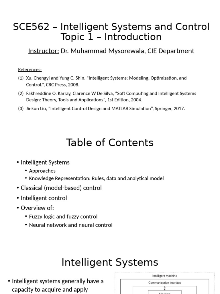 SCE562 - Topic1 - Introduction-1 | PDF | Fuzzy Logic | Control Theory
