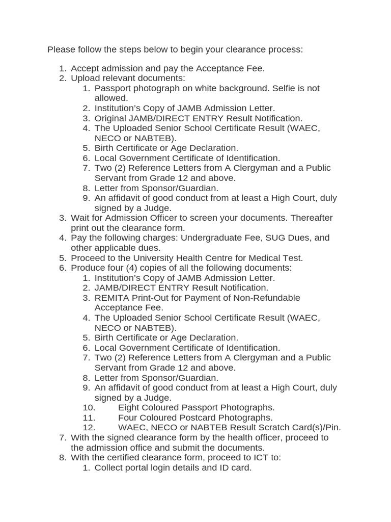 Please Follow The Steps Below To Begin Your Clearance Process | PDF
