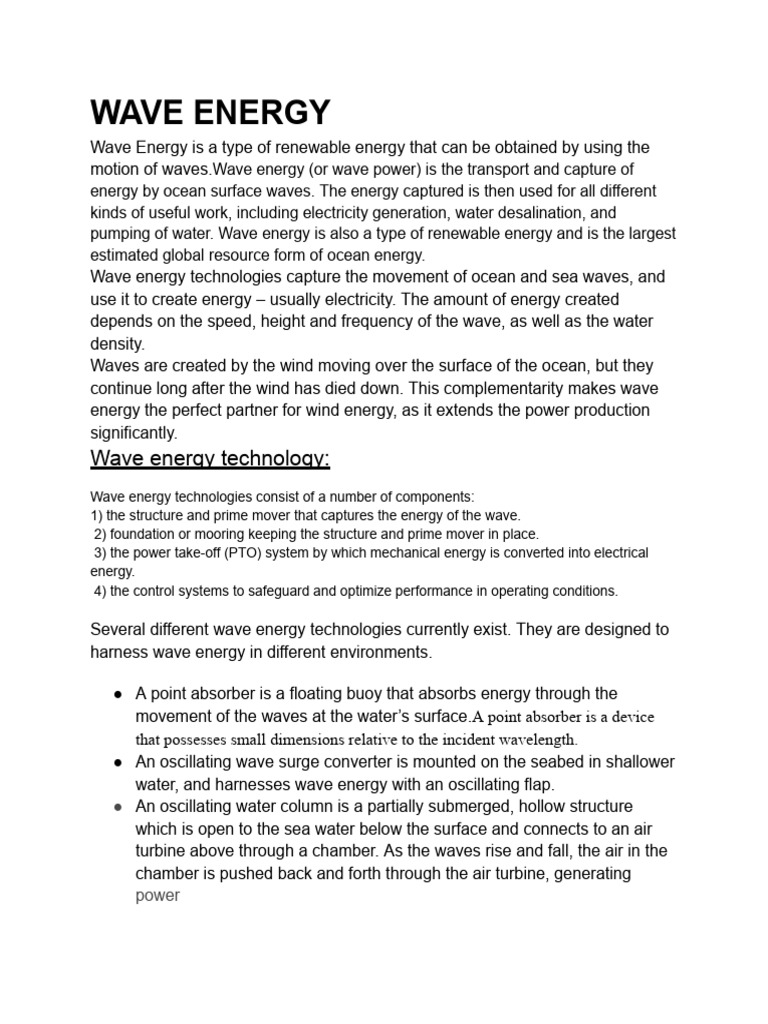 Wave Energy | PDF | Nature | Earth Sciences