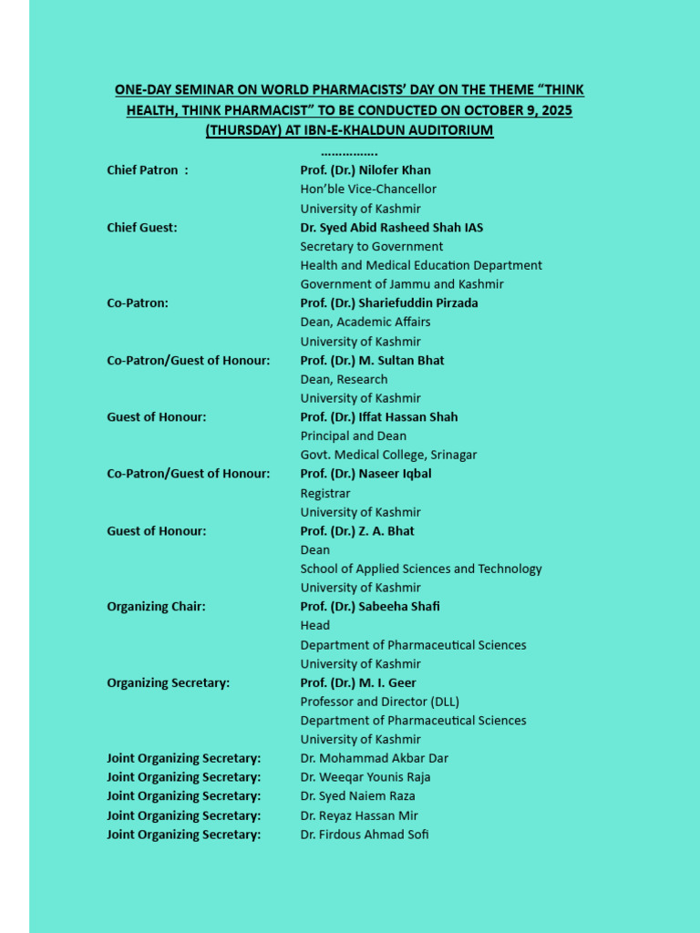 WPD Seminar Brochure | PDF | Pharmacy | Pharmacist
