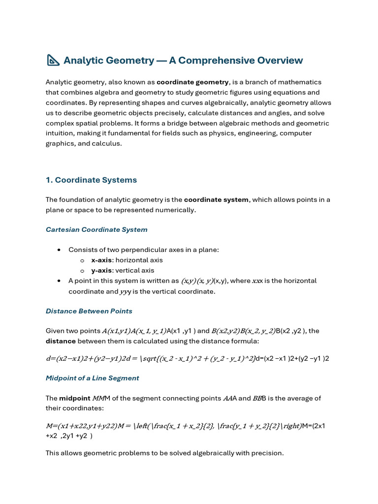 Analytic Geometry Better | PDF | Analytic Geometry | Geometry