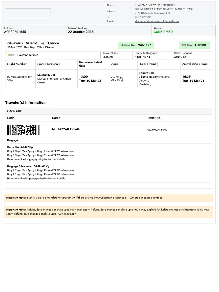 ticket_2502016551 | PDF | Transport | Civil Aviation