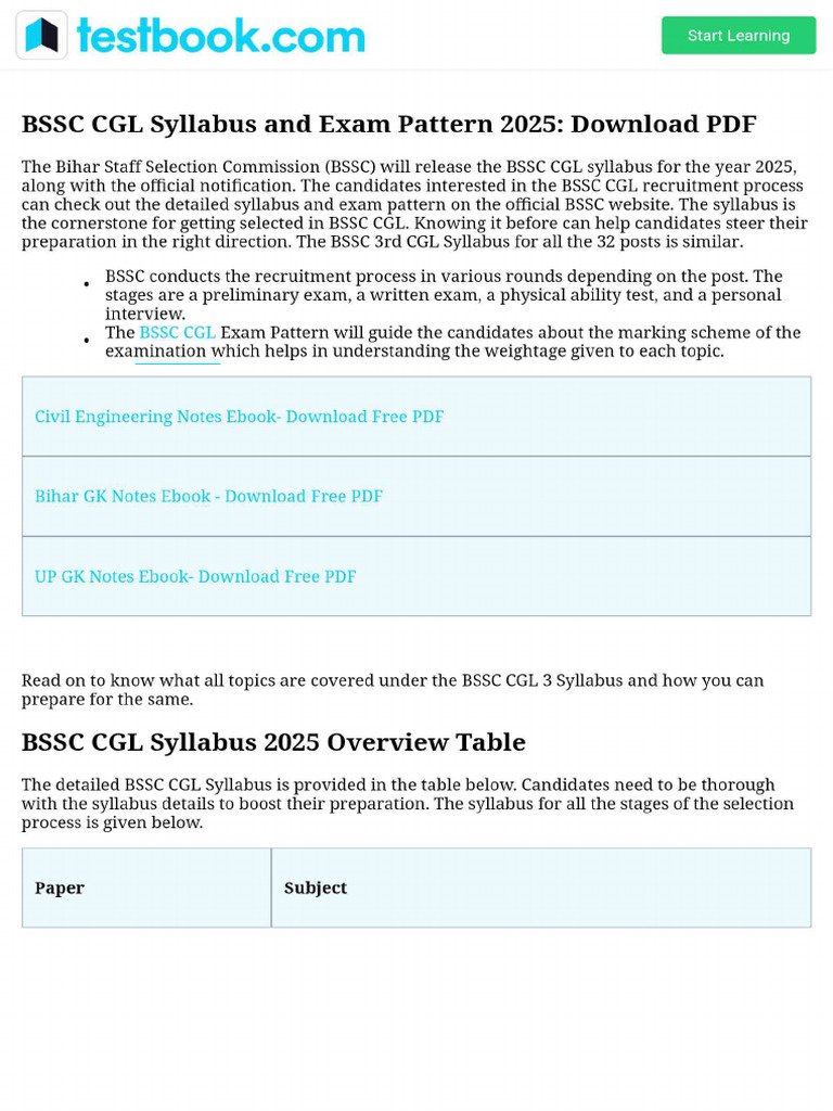 BSSC CGL Syllabus and Exam Pattern 2025_ Download PDF | PDF