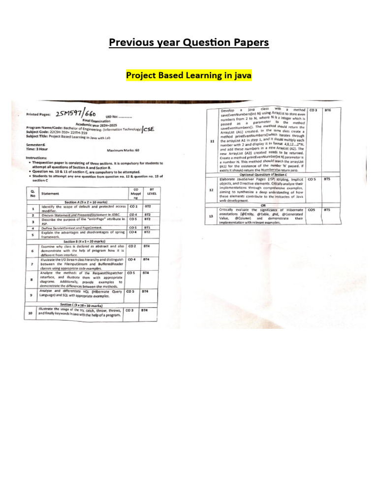Previous Year Question Papers | PDF
