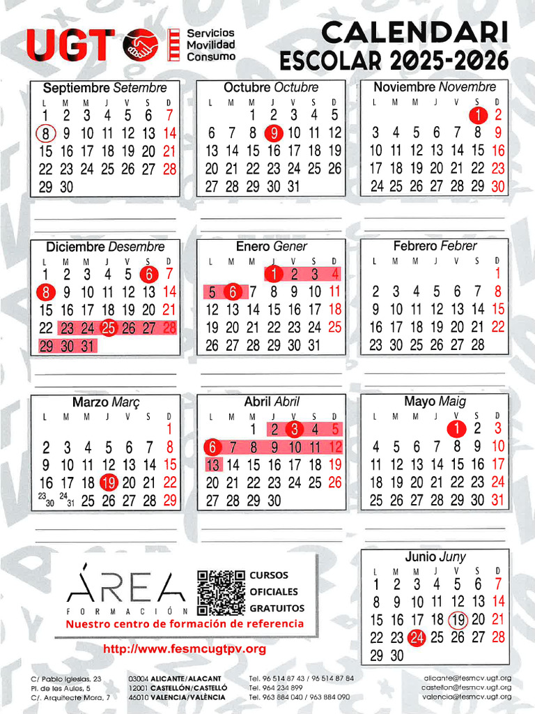 Calendario Escolar 25-26 | PDF