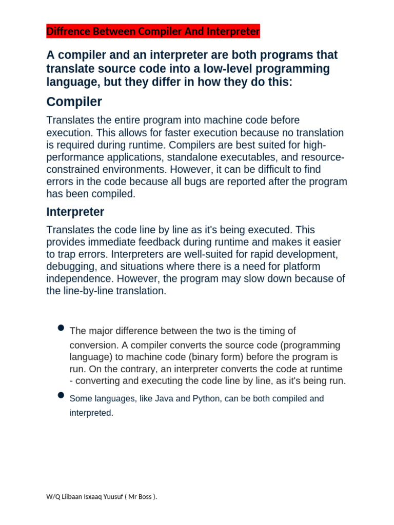 Compiler vs Interpreter | PDF