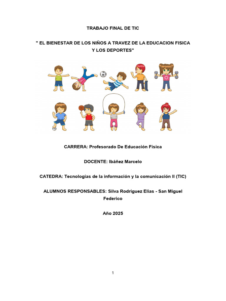 Trabajo Final de TICC | PDF | Educación Física | Deportes